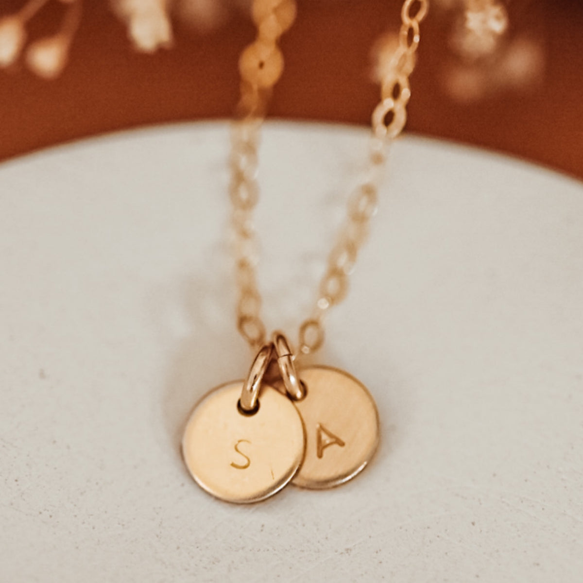 Tiny Initial Disc Necklace – Mountain Feather Designs